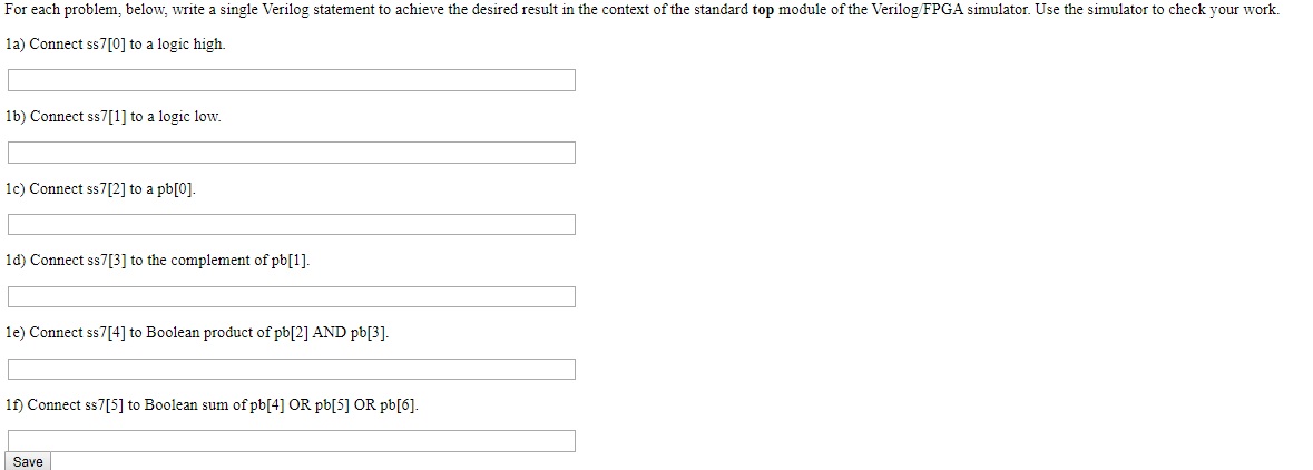 Solved For Each Problem Below Write A Single Verilog