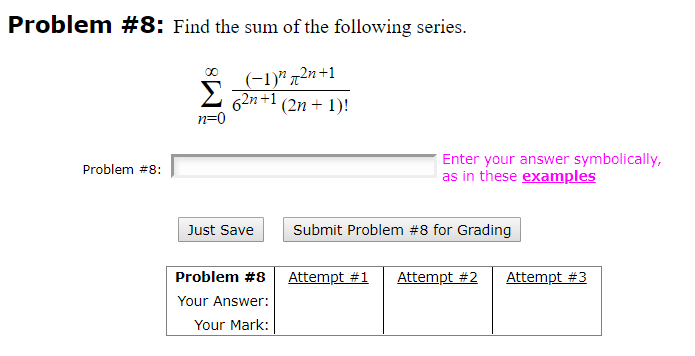 Solved Problem #8: Find the sum of the following series | Chegg.com