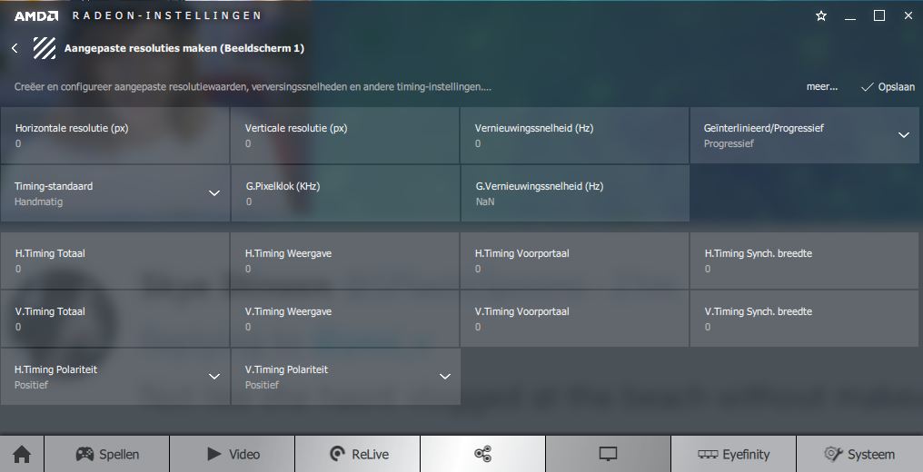 When I try to create a custom resolution, everything is filled with a 0 ...