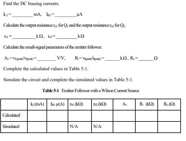 Design a Wilson current source to bias an emitter | Chegg.com