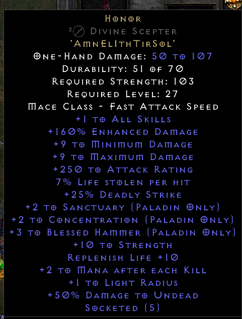 Lld Divine Scepter Honor 3/2 - Topic - d2jsp