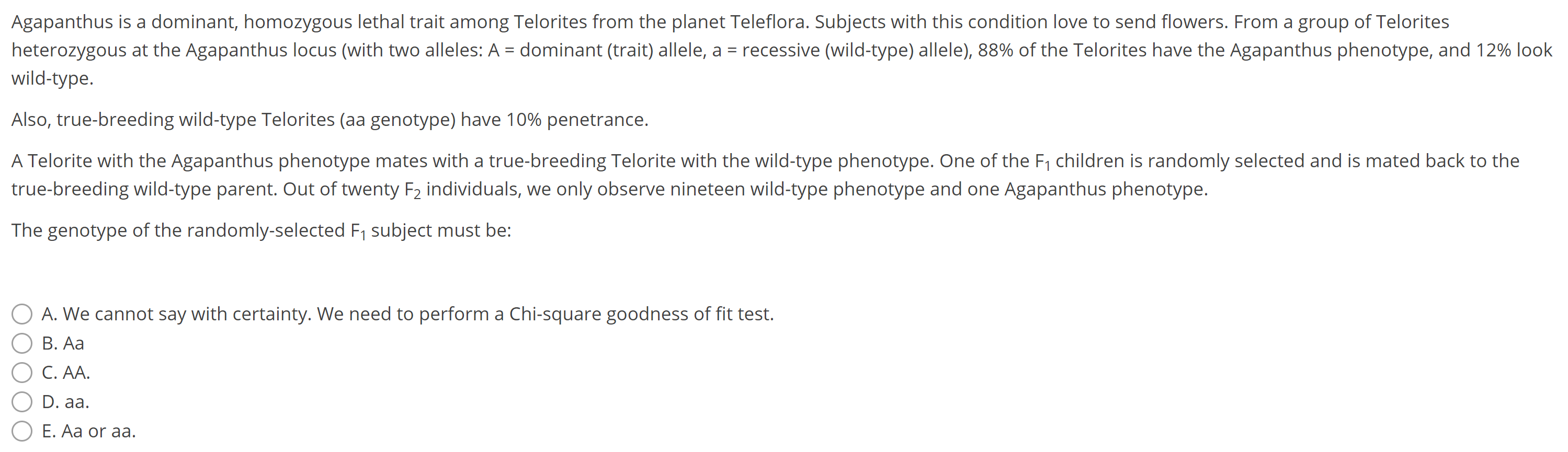 Solved Agapanthus is a dominant, homozygous lethal trait | Chegg.com