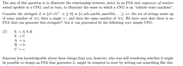 Solved FSAs and finite memory, CFGs and unbounded memory | Chegg.com