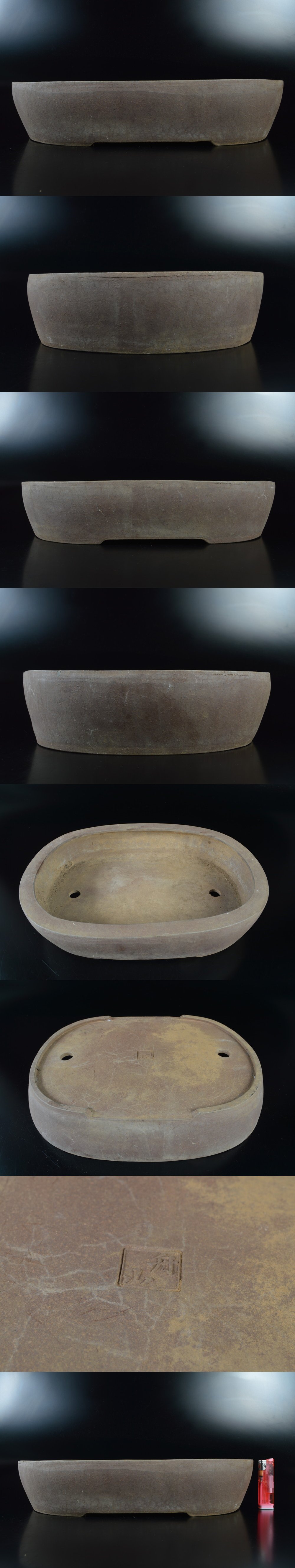 代購代標第一品牌－樂淘letao－【雲】某有名コレクター買取品 人気作家 舟山 朱泥楕円鉢 29.5x39.3x7.7cm 古美術品(盆栽植木蘭鉢)A5933 OTads8f4