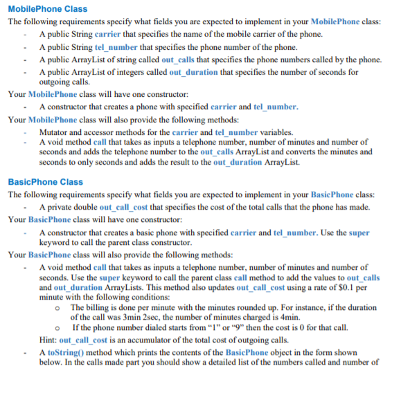 (Solved) : Mobilephone Class Following Requirements Specify Fields ... (Solved) : Mobilephone Class Following Requirements Specify Fields ...
