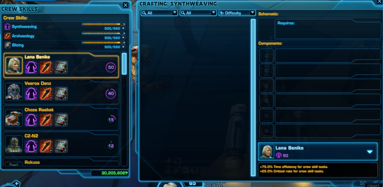 Synthweaving - Bug Reports - SWTOR | Forums
