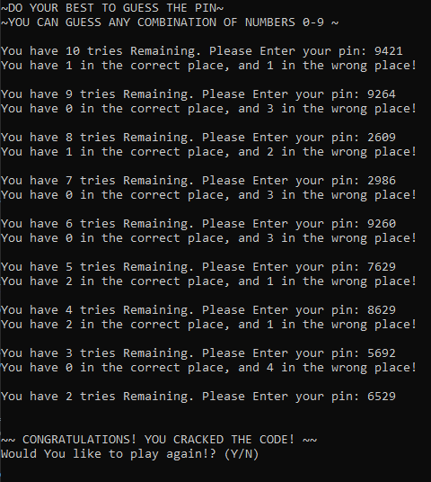 GitHub - JaymeAlann/CodeBreaker: Small console game based on the popular board game Mastermind!