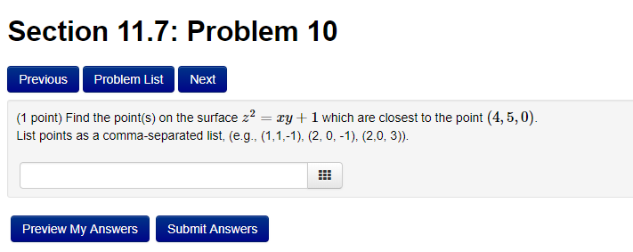 Solved Section 11.7: Problem 10 PreviouS Problem List Next | Chegg.com