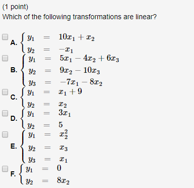Solved (1 point) Which of the following transformations are | Chegg.com