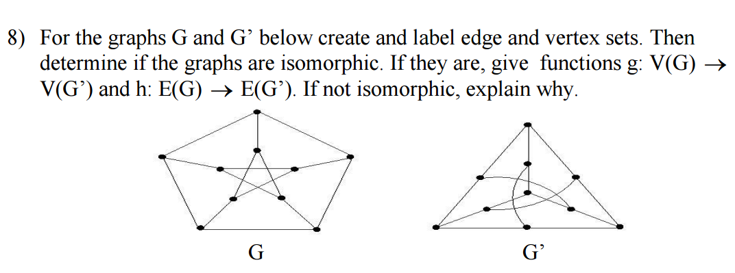 8) For the graphs G and G' below create and label | Chegg.com