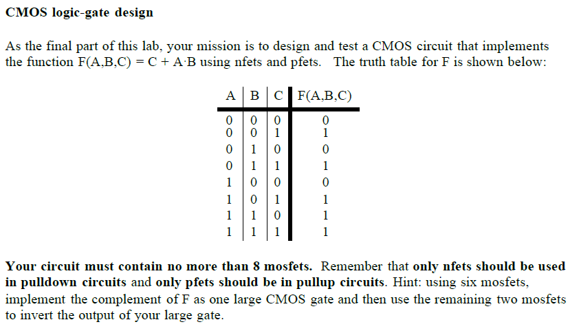 Solved CMOS logic-gate design As the final part of this | Chegg.com