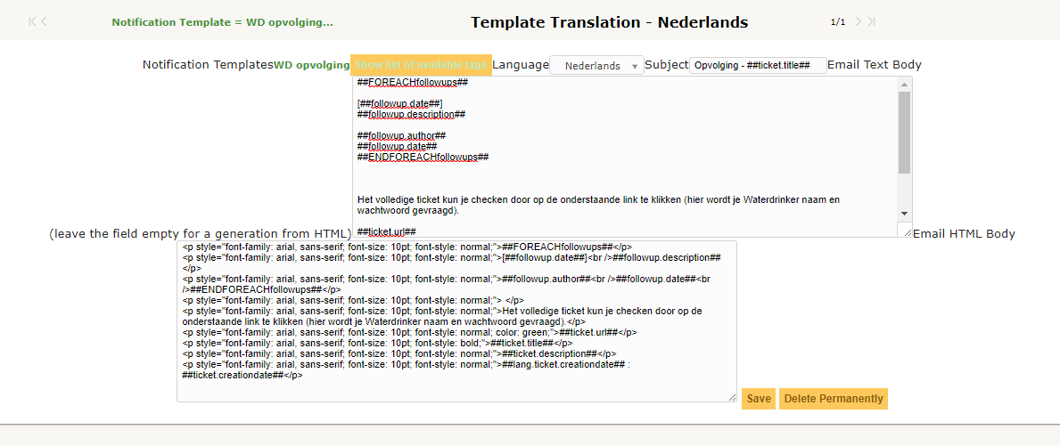 When editing notification templates we used to have a CMS / English ...