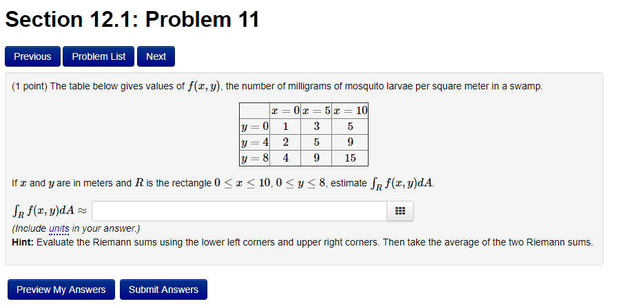 Solved Section 12.1: Problem 11 PreviouS Problem List Next 1 | Chegg.com Solved Section 12.1: Problem 11 PreviouS Problem List Next 1 | Chegg.com