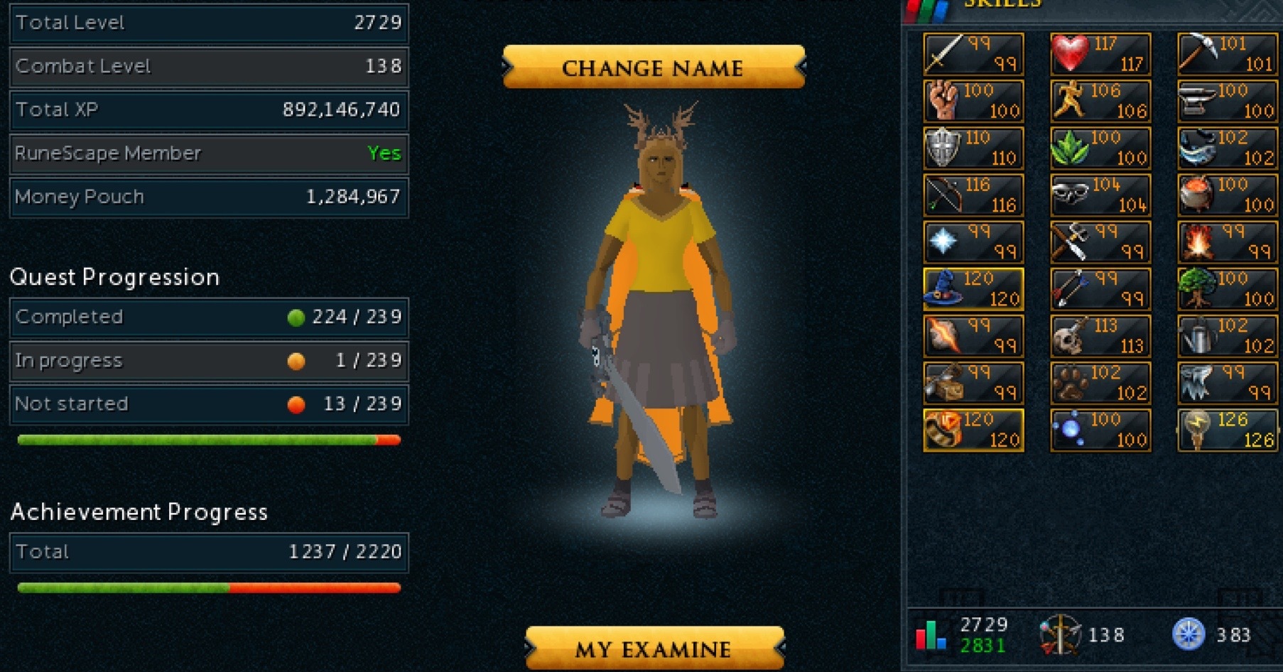 (VOUCHED) (S) MAXED RS3-890M total xp-13Y old original owner-decent ...