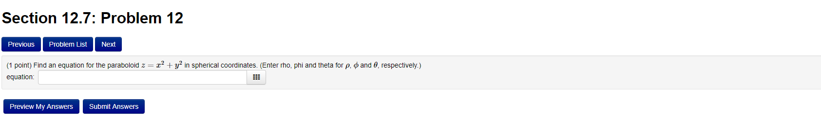 Solved Section 12.7: Problem 12 Previous Problem List Next | Chegg.com