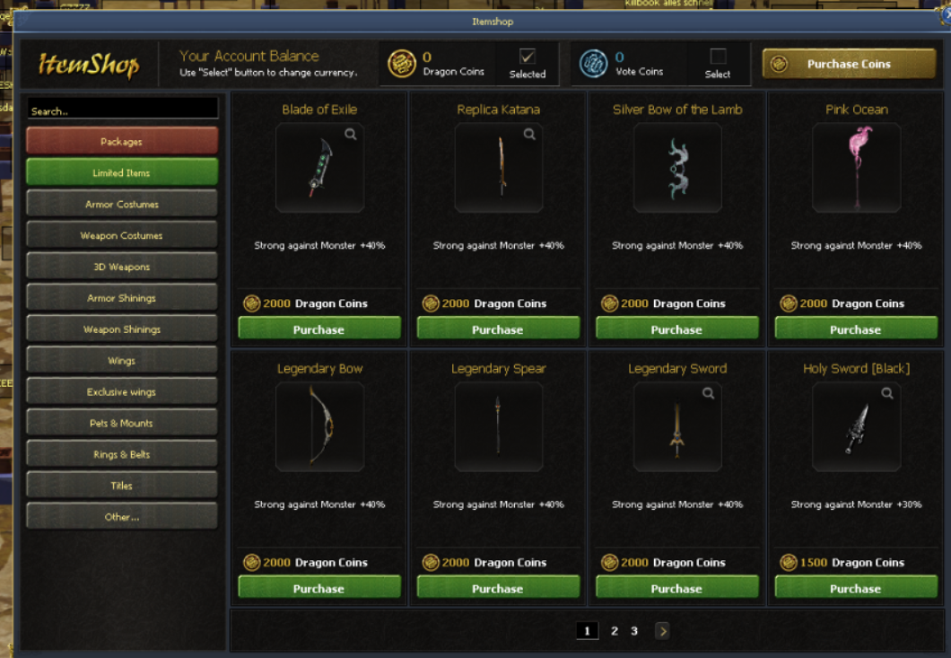 in-game item shop | Onforum.net - Web and gaming resource community
