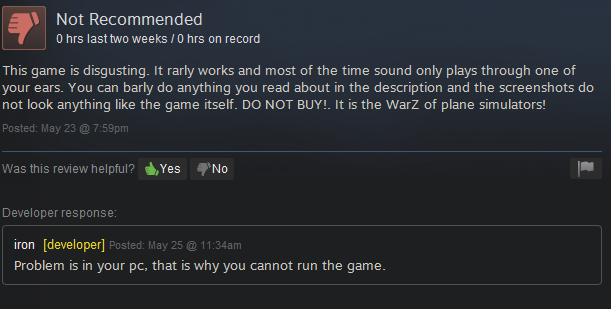 Air Traffic Controller's Dev response to a review. : r/Steam