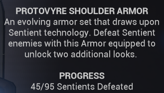 Sentient kills not counting towards Protovyre armor evolution - Mission ...