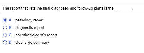 Solved The report that lists the final diagnoses and | Chegg.com