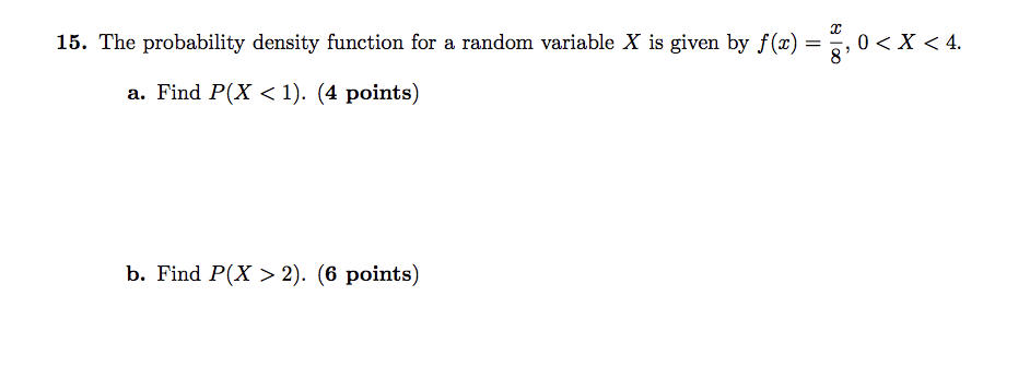 Solved 15. The probability density function for a random | Chegg.com