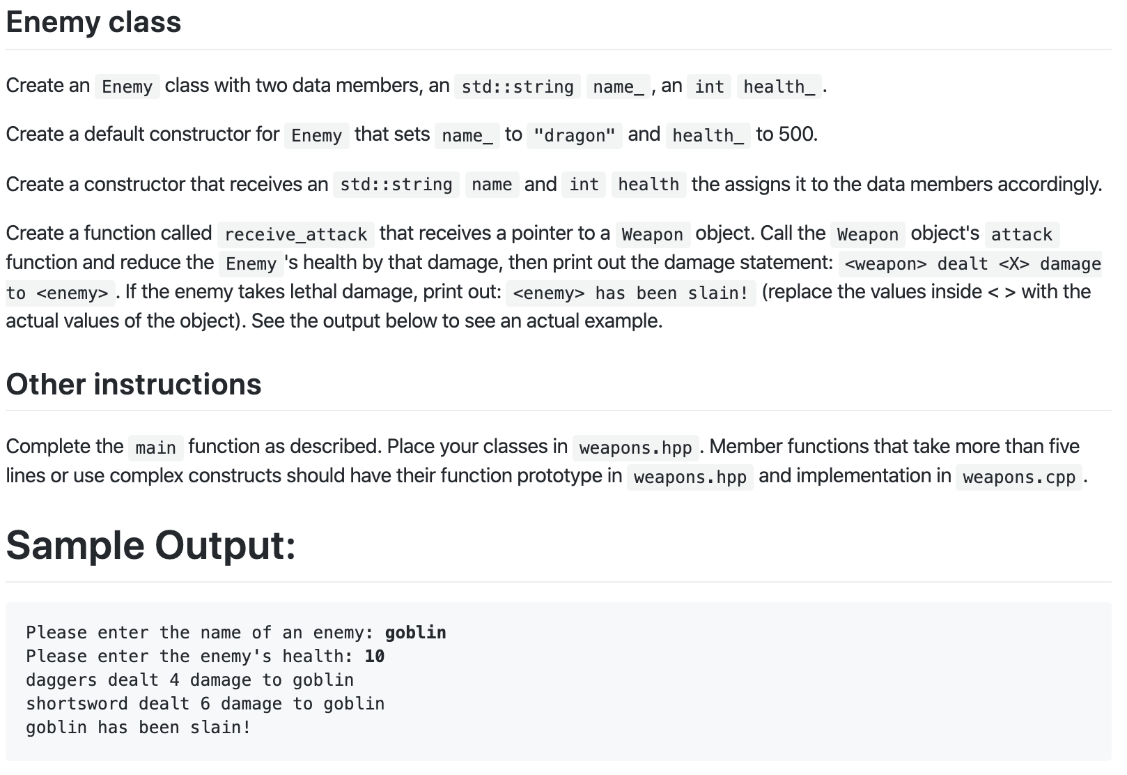 Weapons classes This program uses four classes: | Chegg.com Weapons classes This program uses four classes: | Chegg.com