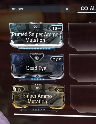 Cannot put on Primed Sniper Ammo mutation on Rubico Prime and other snipers (bramma, ogris ...