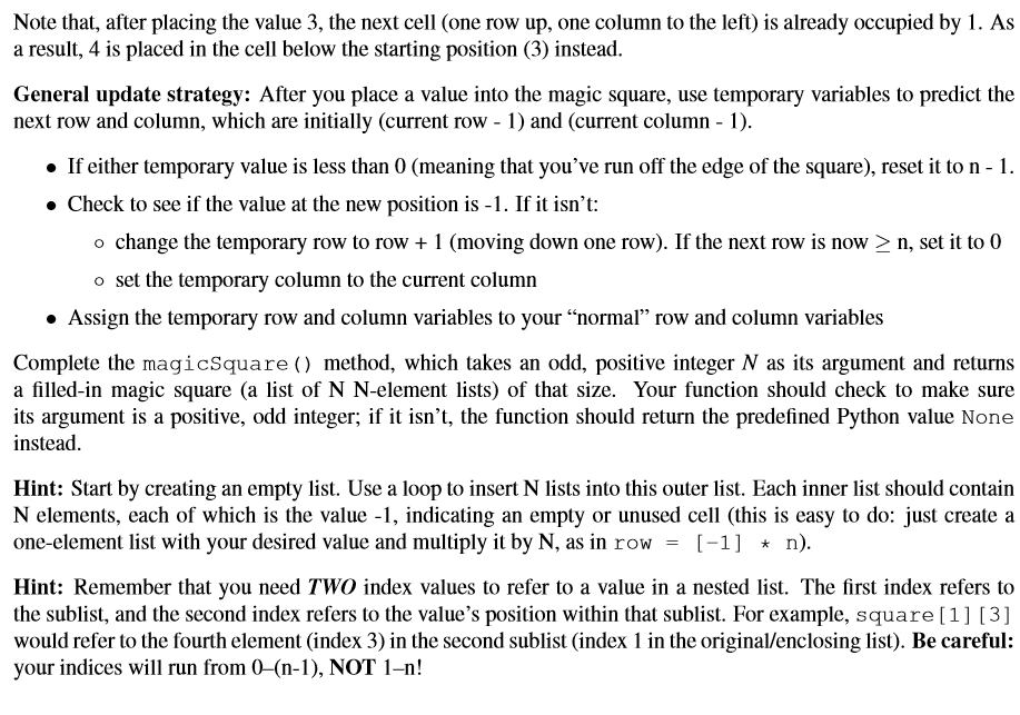 Solved A magic square is a Nx N matrix of cells where each | Chegg.com