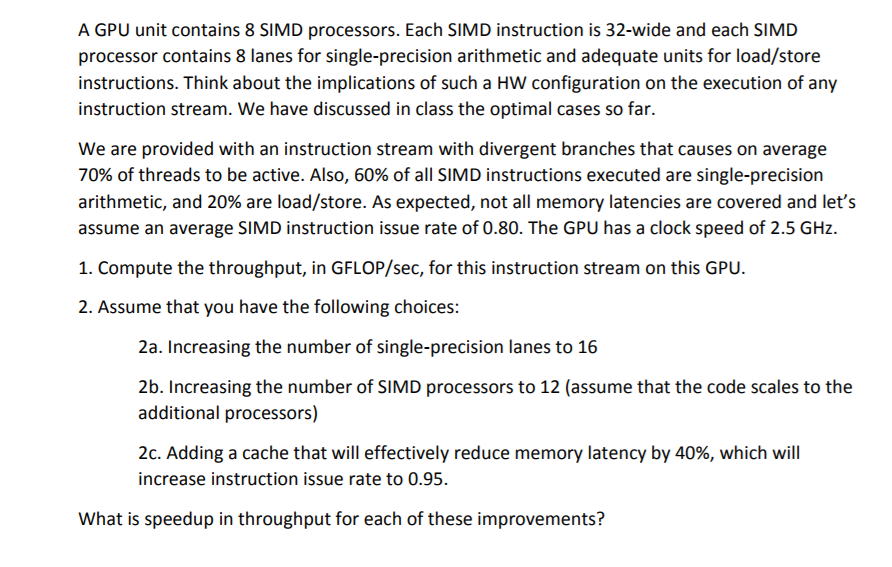 A Gpu Unit Contains 8 Simd Processors Each Simd