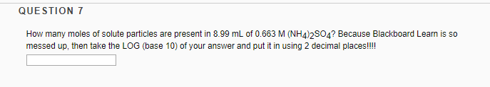 Solved How Many Moles Of Solute Particles Are Present In