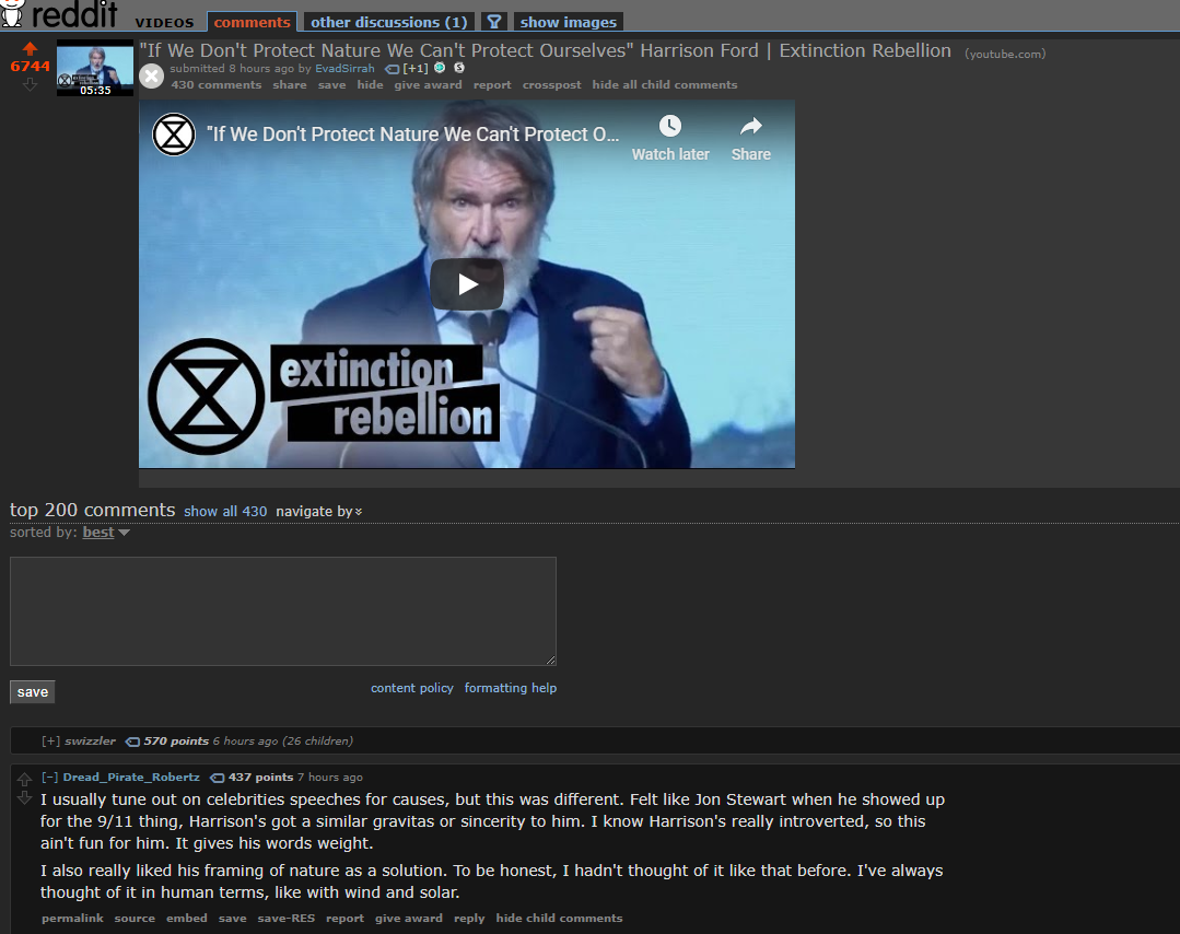 This video of Harrison Ford talking about climate change (currently ...