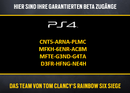4 Beta Codes Rainbow Six Siege PS4 : r/rocketbeans