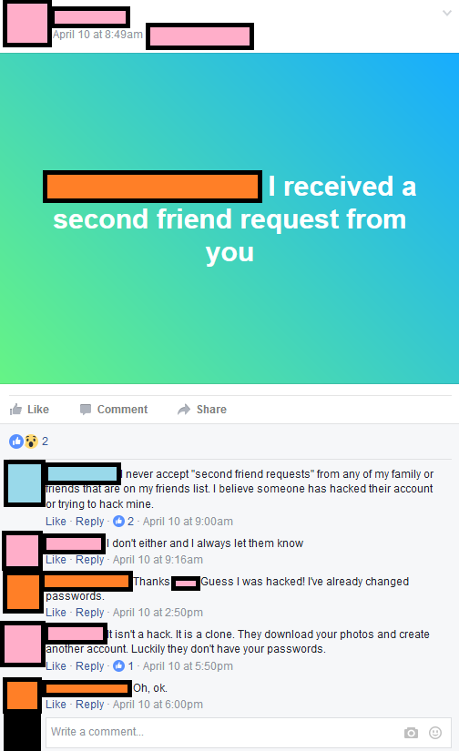 Friend request from fake account = hack : r/oldpeoplefacebook