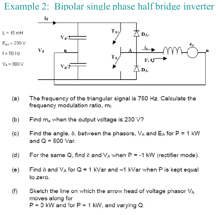 Solved Example 2: Bipolar single phase half bridge inverter | Chegg.com
