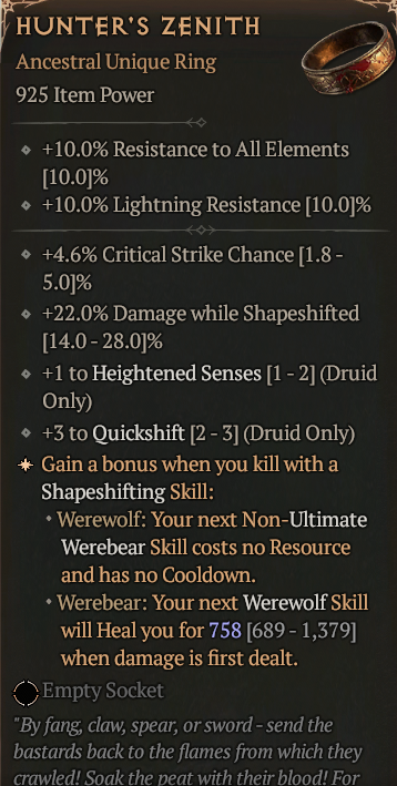 Ft 925 Hunter's Zenith (werenado Ring) - Topic - d2jsp