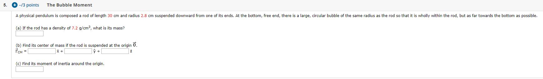 Solved 5. + -13 points The Bubble Moment A physical pendulum | Chegg.com