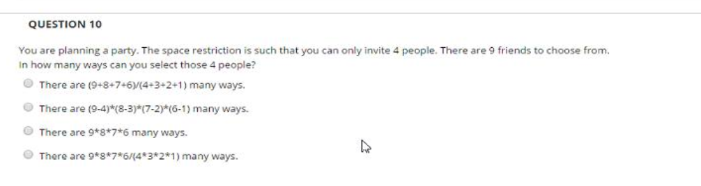 Solved QUESTION 10 You are planning a party. The space | Chegg.com