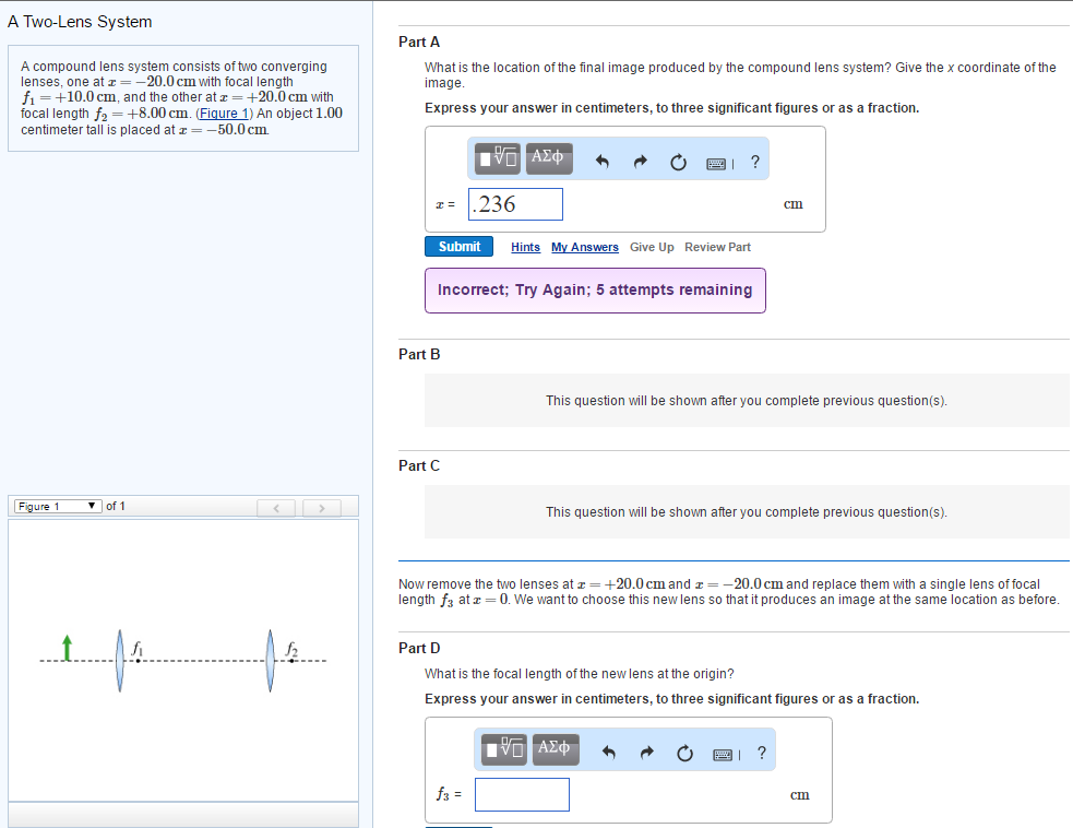 Solved A compound lens system consists of two converging | Chegg.com