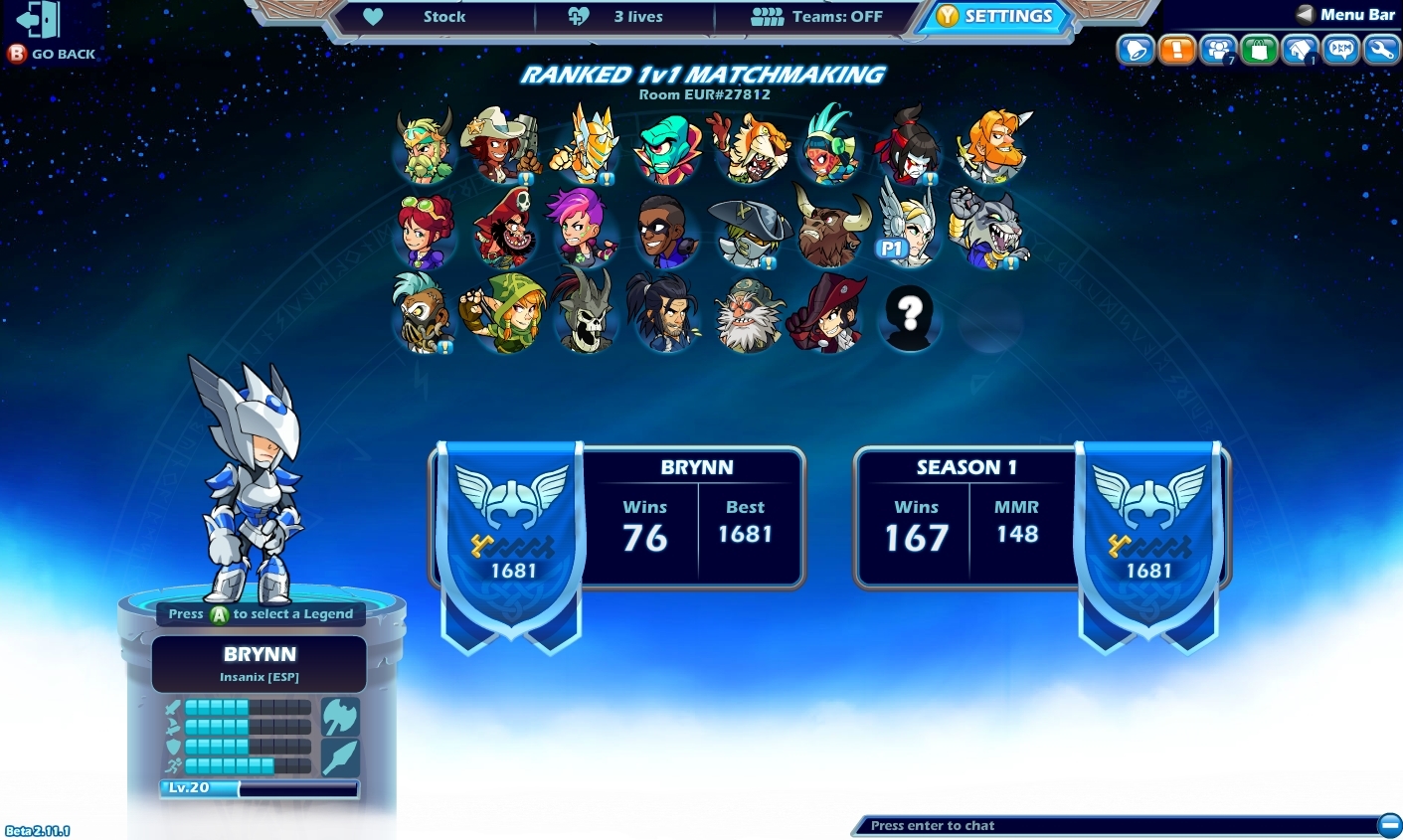 Finally i got Platinum in Season 1! (Rank 229 world) : r/Brawlhalla
