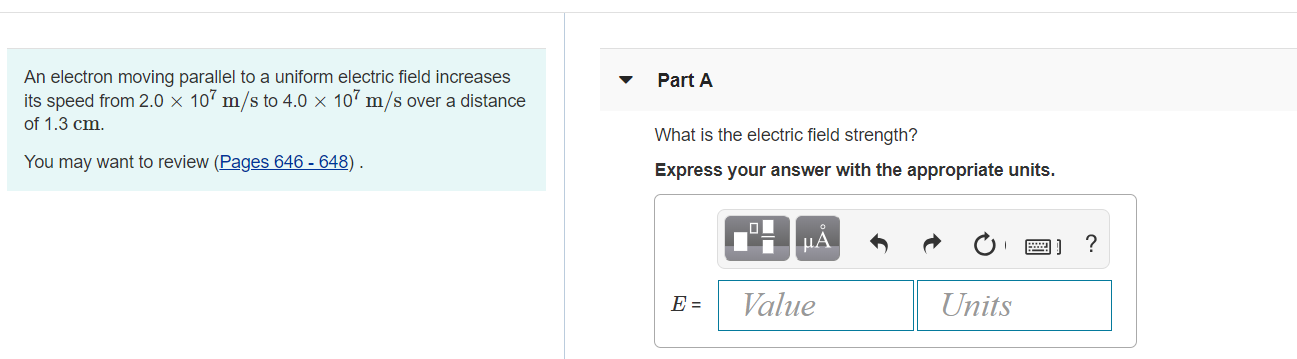 Solved An Electron Moving Parallel To A Uniform Electric