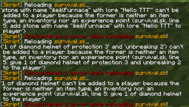 Solved - Giving items in 1.11 | skUnity Forums