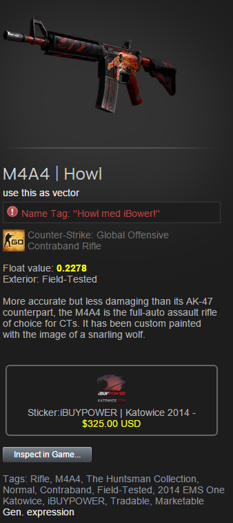 [PC] M4A4 Howl FT with an iBuyPower 2014 sticker : r/GlobalOffensiveTrade