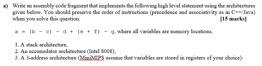 Solved Write an assembly code fragment that implements the | Chegg.com