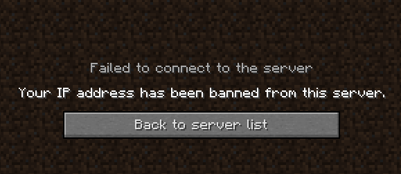 your IP address has been banned from this server | PhanaticMC