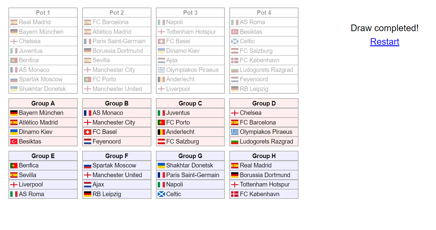 Champions League group stages simulator. Just a fun little tool you can ...