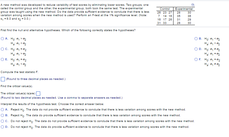 Solved A new method was developed to reduce variability of | Chegg.com