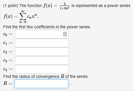 Solved (1 point) The function f(x) 2 is represented as a | Chegg.com