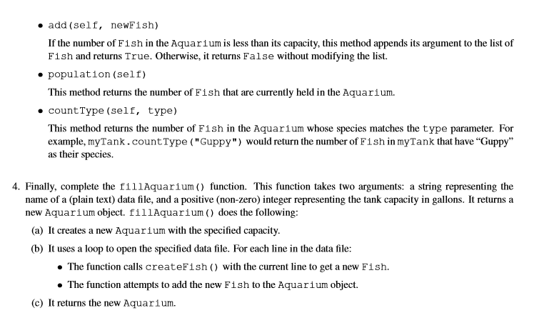 Solved 1. Start by completing the Fish class, which will | Chegg.com