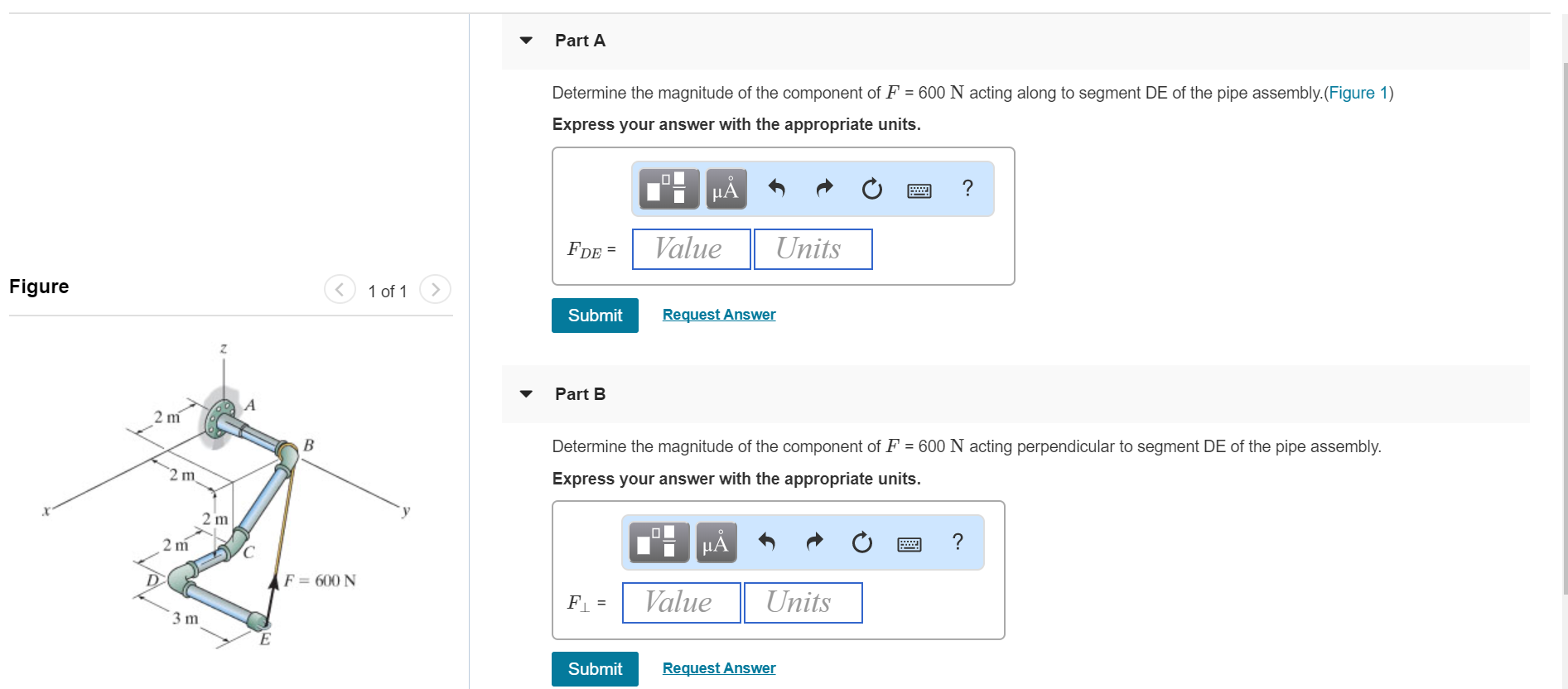 Solved Part A Determine the magnitude of the component of F | Chegg.com