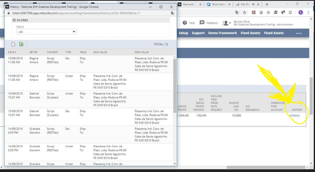 netsuite - How to add a link to view history - Stack Overflow