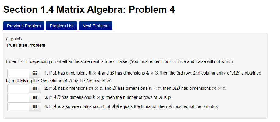 Solved Section 1.4 Matrix Algebra: Problem 4 Previous | Chegg.com